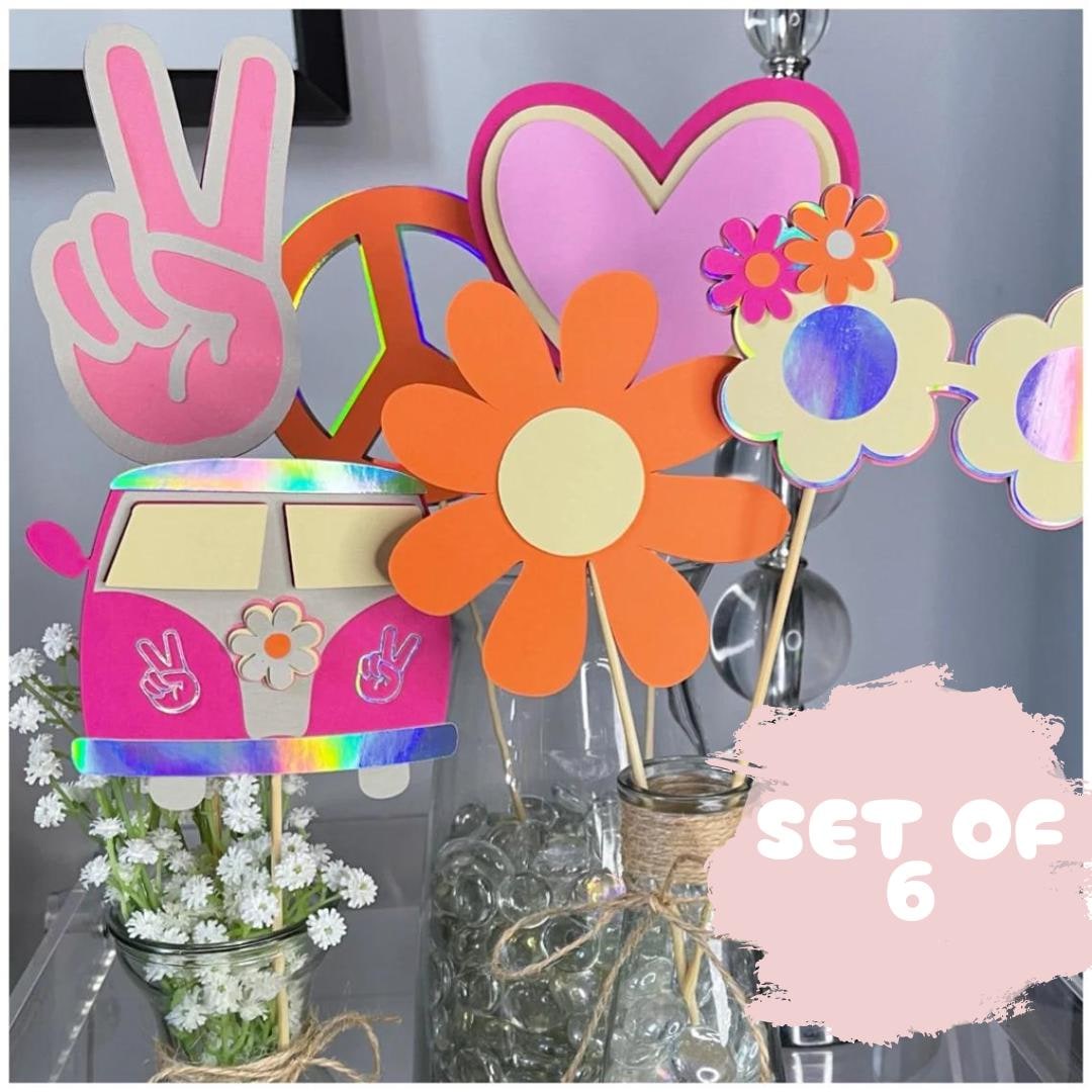 Tall Groovy Centerpieces | Retro Party Decorations | 70’s Theme Table ...