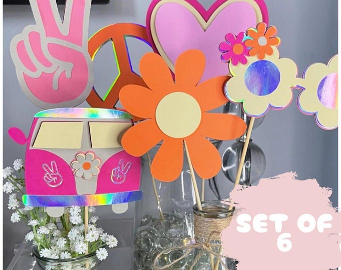 Tall Groovy Centerpieces | Retro Party Decorations | 70’s Theme Table ...