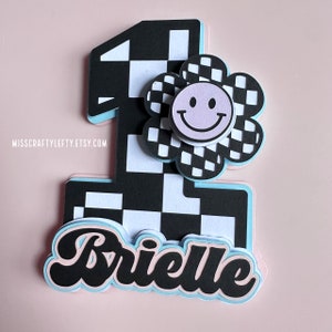 Smiley Face Cupcake Toppers Checkered Cake Picks Rad Party Decorations ...