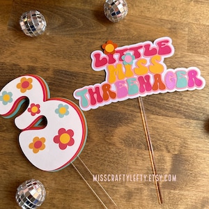 Little Miss Threenager Cake Topper Set | Groovy Cake Picks | Threenager ...