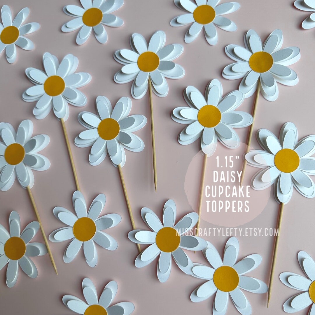 24 Daisy Cake Toppers Daisy Cake Decorations Daisy Flower - Etsy