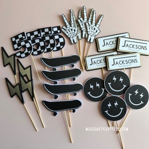 Skateboard Inspired Cupcake Toppers | Skateboard Party Decorations ...