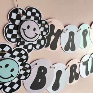 Smiley Face Checkered Banner | Rad Party Decorations - Etsy