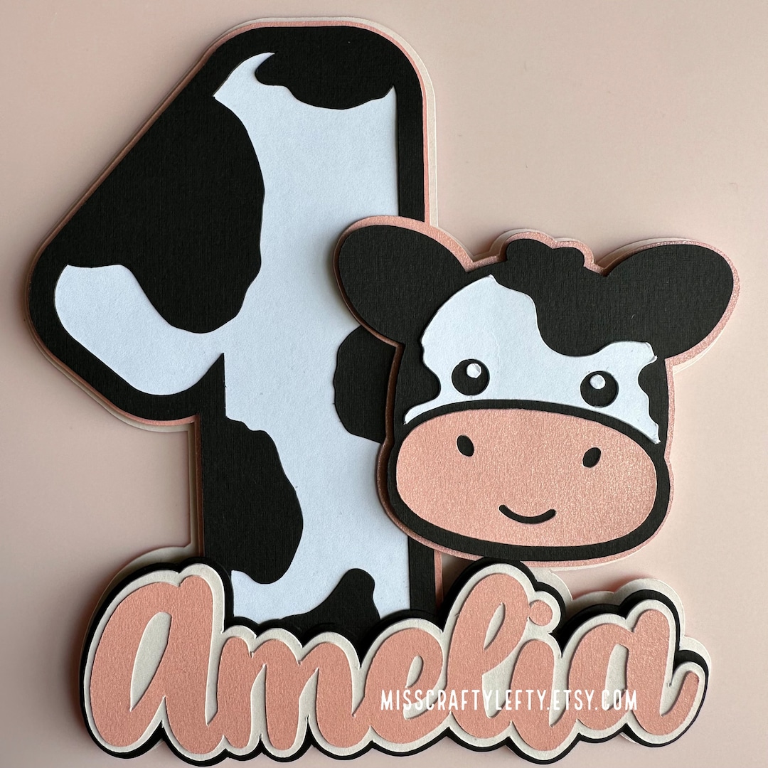 First Birthday Cow Cake Topper Holy Cow Im One Moo Cake Topper Cow ...