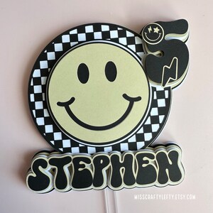 Smiley Cake Topper | Checkered Cake Decorations | Rad Cake Toppers ...