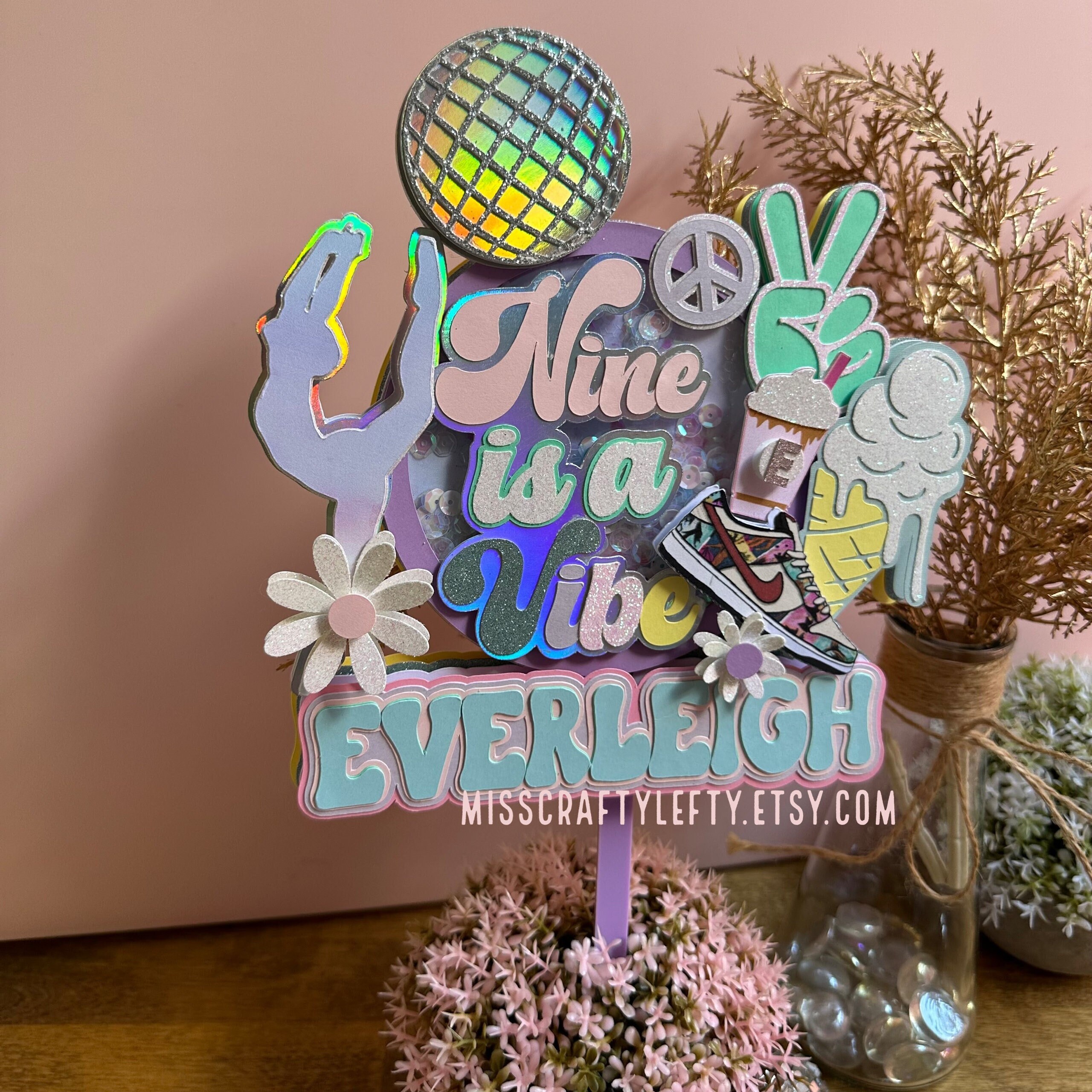 Groovy Cake Topper | Preppy Theme Centerpiece | Nine is A Vibe ...