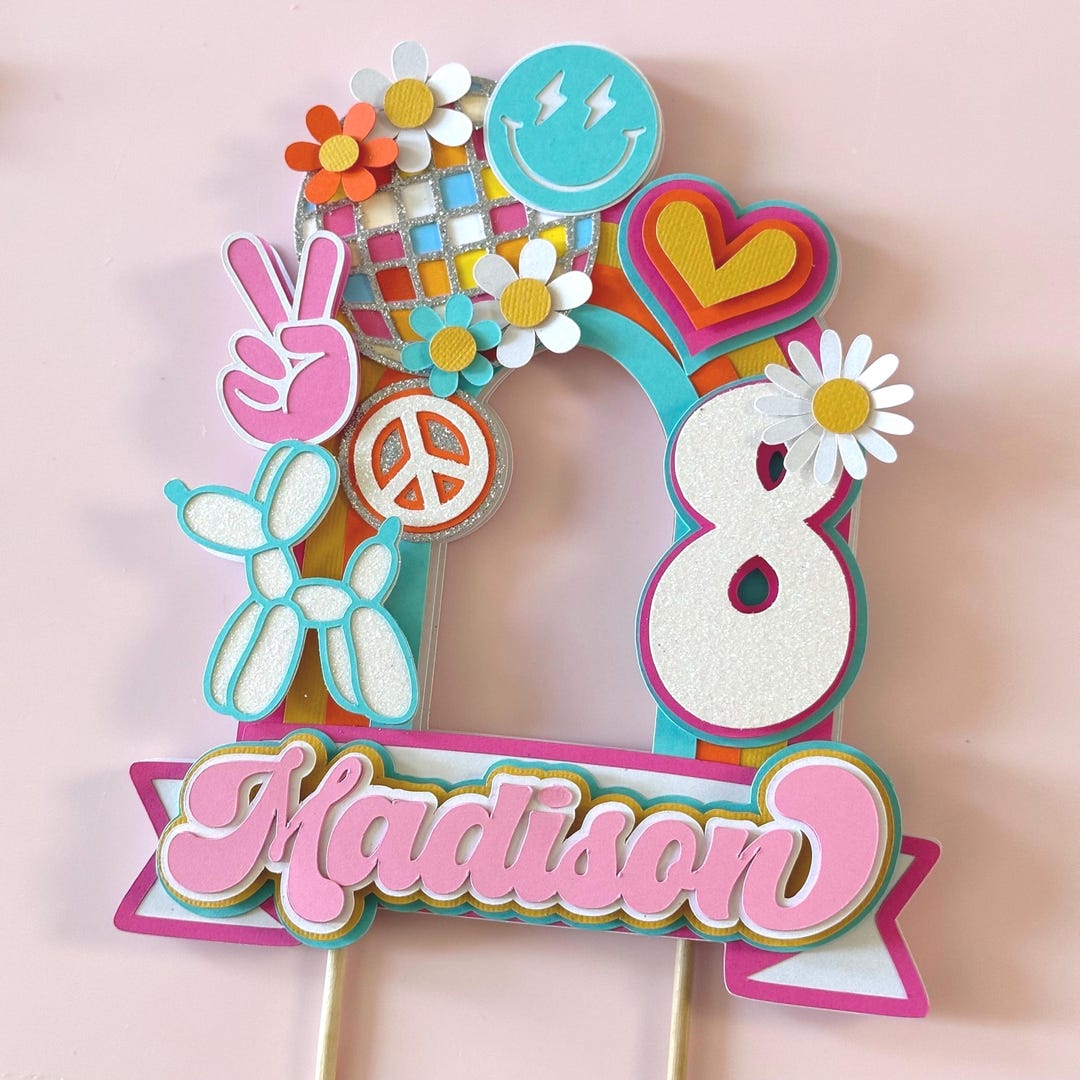 Disco Groovy Cake Topper | Preppy Cake Topper | Teen Vibrant Colors ...
