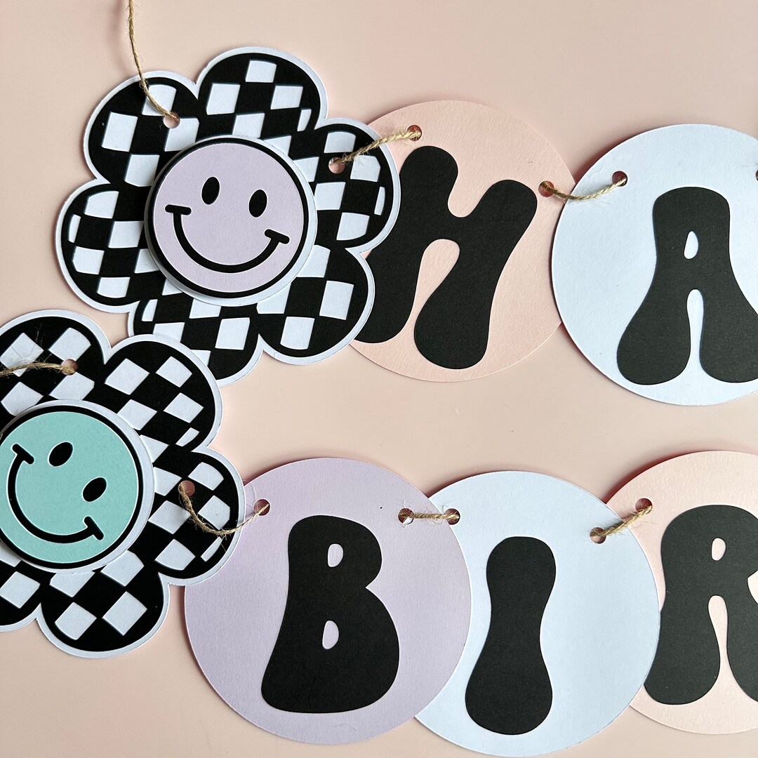 Smiley Face Checkered Banner Rad Party Decorations - Etsy