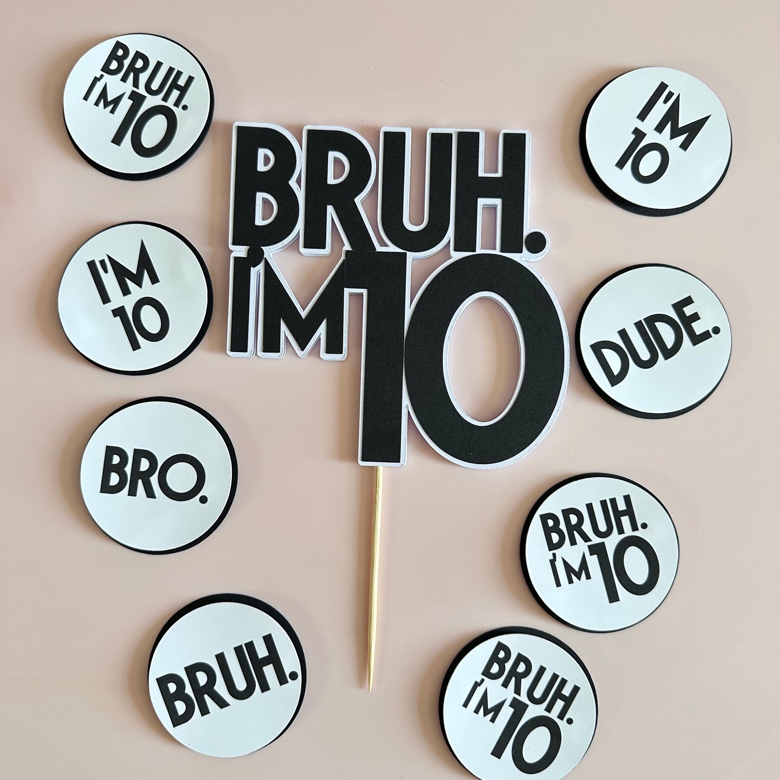 Bruh Bro Dude Cake Topper | Rad Cupcake Picks | Cool Cake Topper ...