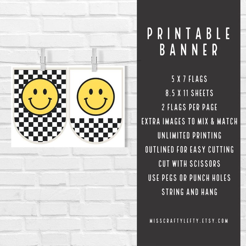 Printable Yellow ONE Smiley Retro Font Highchair Banner - Etsy