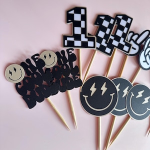 Tan One Cool Dude Cupcake Toppers | RAD Party Decorations | Checkered ...