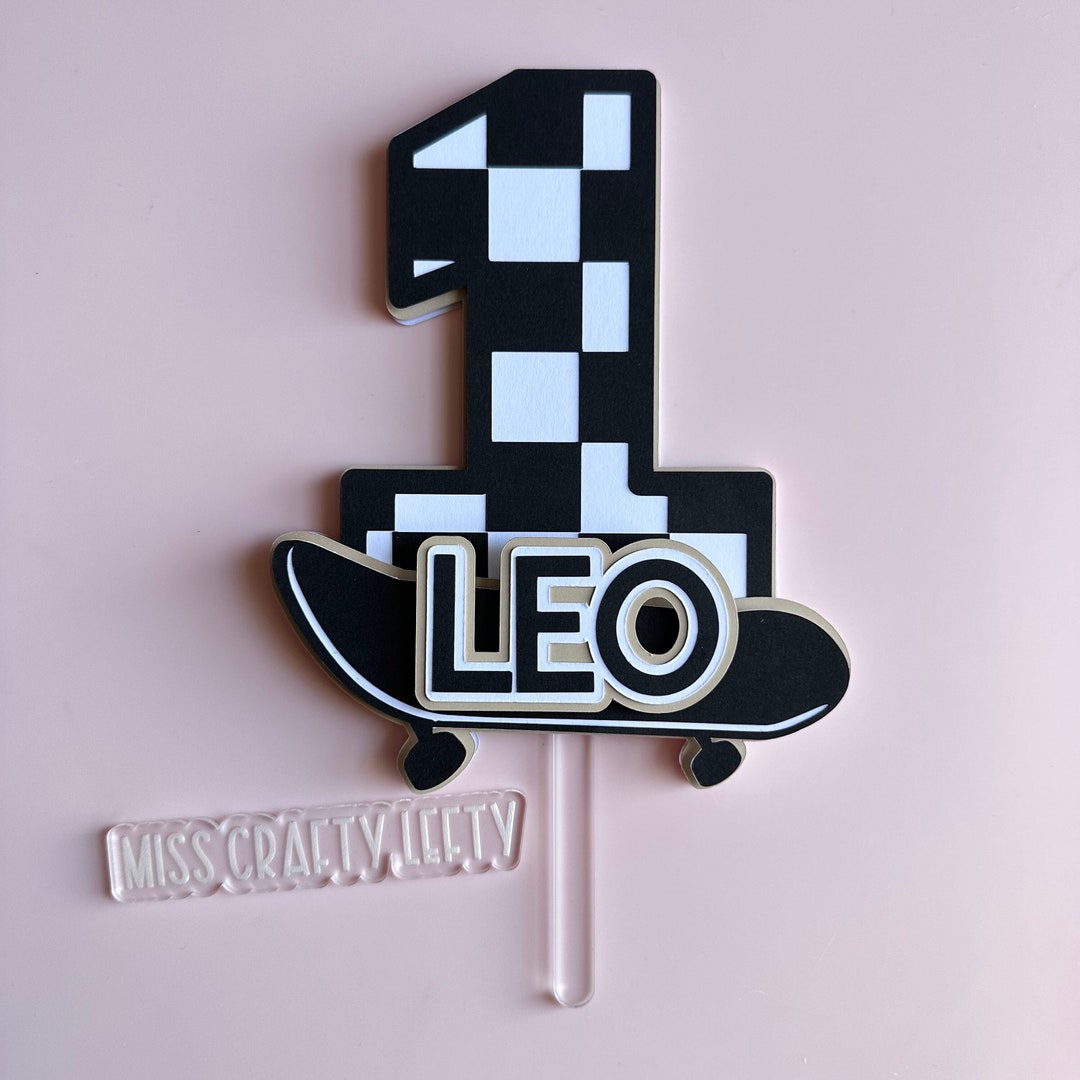 Checkered Skateboard Cake Topper | RAD Party Decorations | Checkered ...