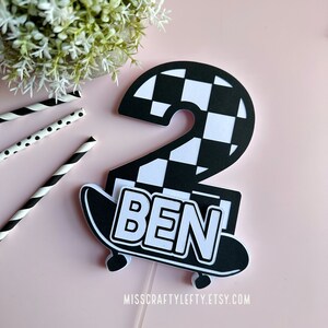 Checkered Skateboard Cake Topper | RAD Party Decorations | Checkered ...