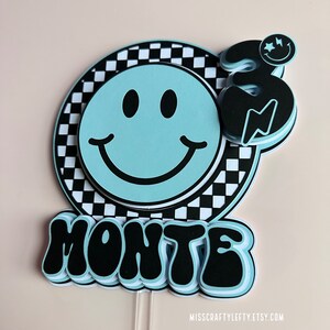 Smiley Cake Topper | Checkered Cake Decorations | Rad Cake Toppers ...