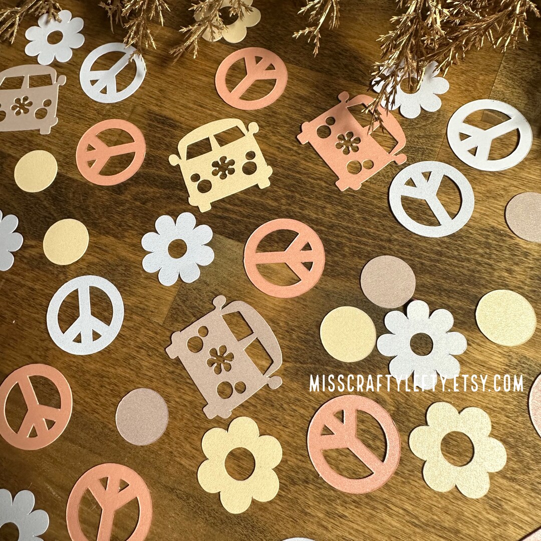 100 Pcs Groovy Confetti Groovy Table Scatter Die Cut Confetti Boho ...