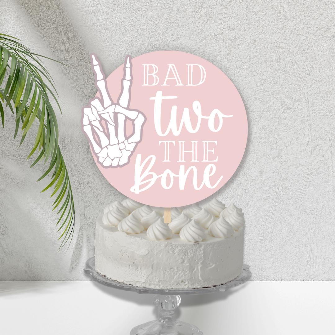 Printable Bad Two the Bone Cake Topper Rad Party Decorations ...
