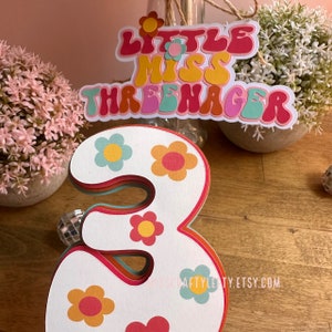 Little Miss Threenager Cake Topper Set | Groovy Cake Picks | Threenager ...