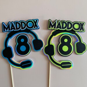 Gamer Headphones Cake Topper | Neon Gamer Cake Decorations - Etsy