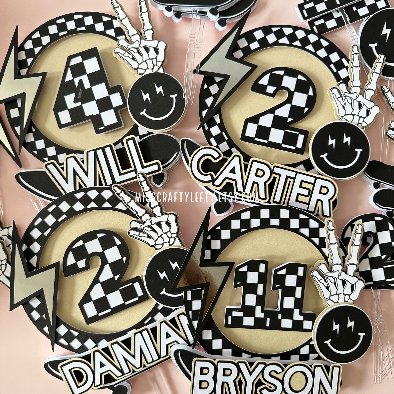 Skateboard Cake Topper Skateboard Party Decorations Checkered Cake ...