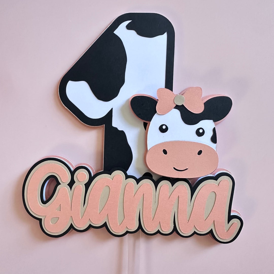 First Birthday Cow Cake Topper | Holy Cow I’m One | Moo Cake Topper ...