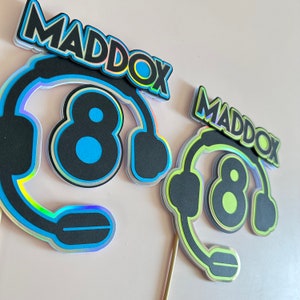 Gamer Headphones Cake Topper | Neon Gamer Cake Decorations - Etsy