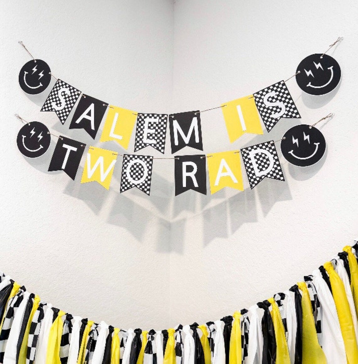 Skateboard Inspired Banner | Rad Party Decor | Smiley Face Banner ...