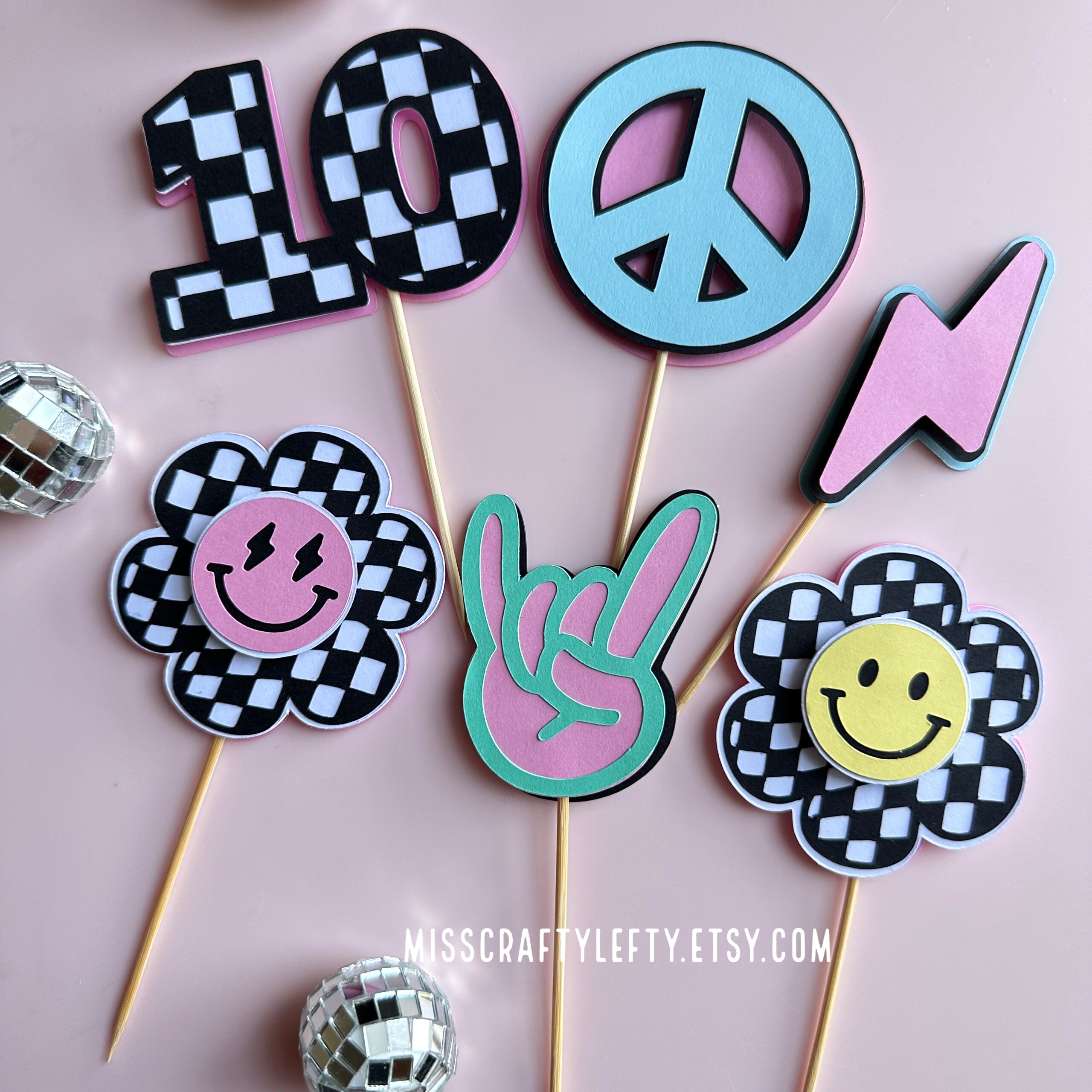 Smiley Face Cake Topper | Ten is A Vibe Cake Decorations | Groovy Cake ...