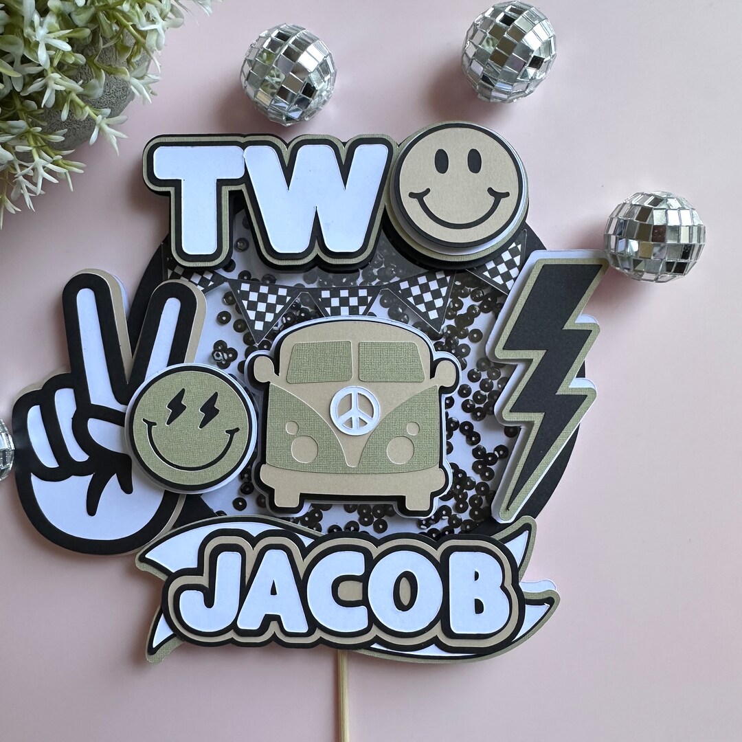 Groovy Cake Topper Smiley Face Cake Picks - Etsy