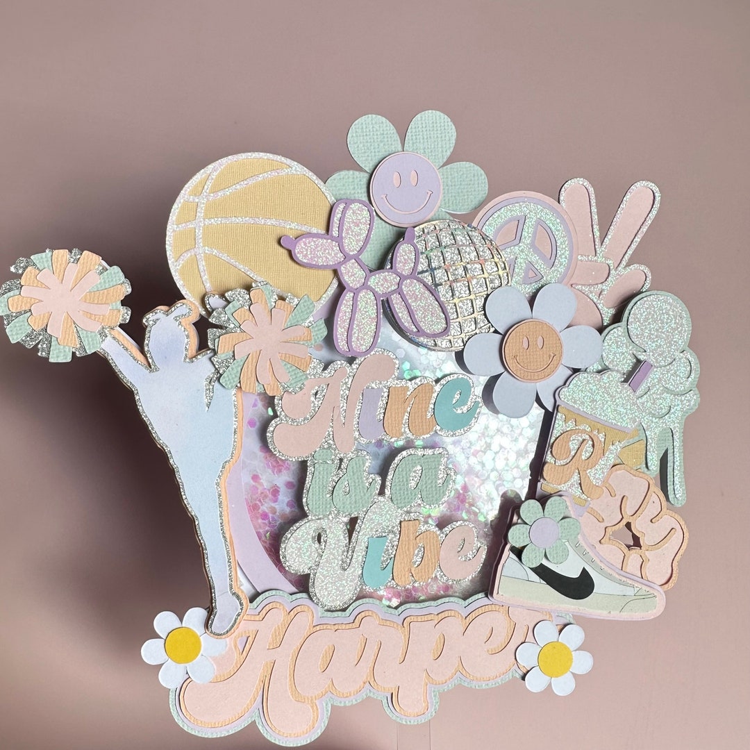 Groovy Cake Topper | Preppy Theme Centerpiece | Nine is A Vibe ...