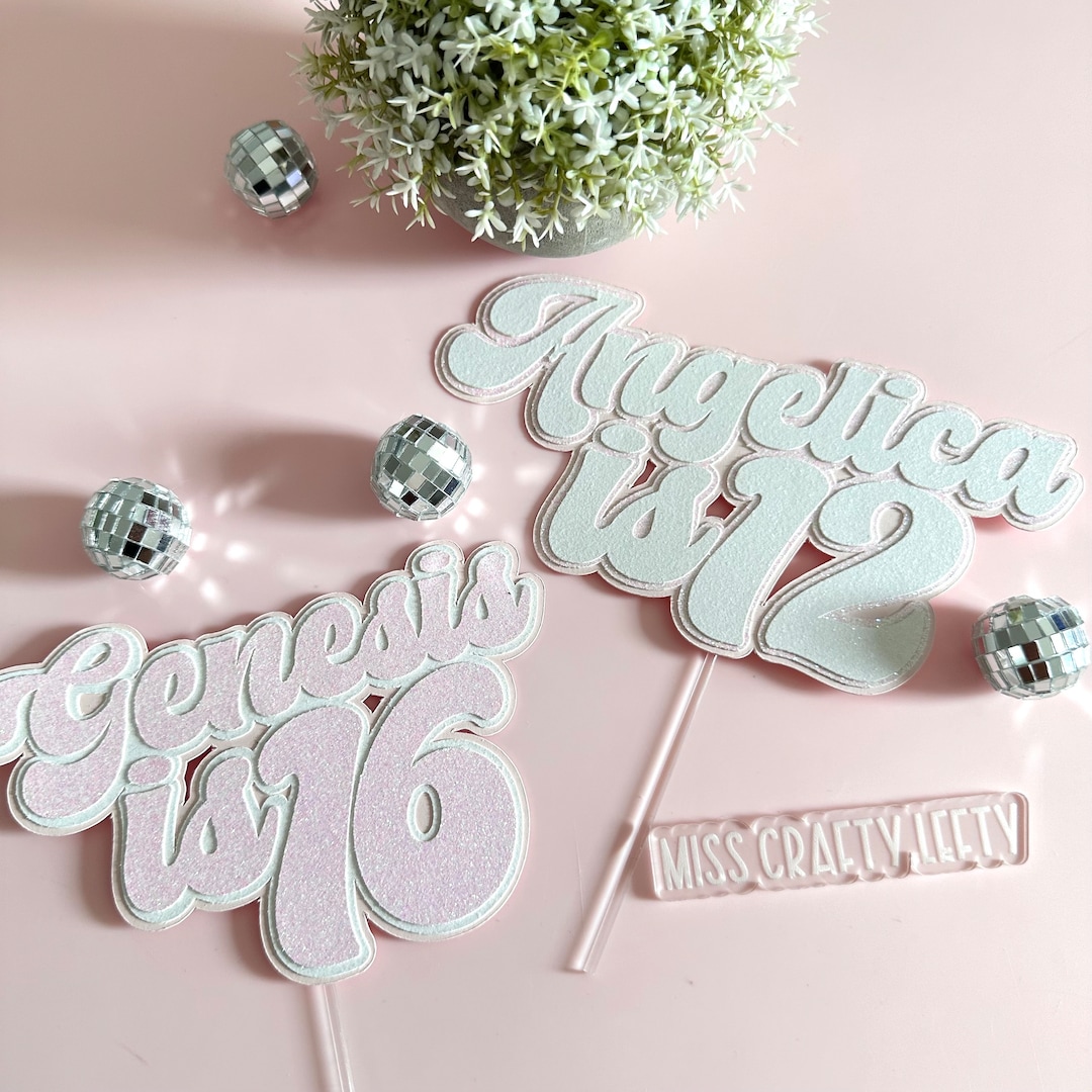 Retro Cake Topper | Glitter Cake Topper | Birthday Party Decorations - Etsy