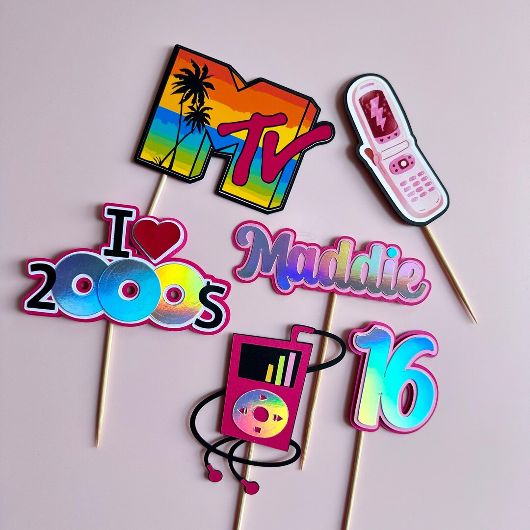 Y2K Cupcake Decorations | 90’s Cake Picks - Etsy