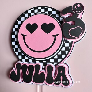 Smiley Cake Topper | Checkered Cake Decorations | Rad Cake Toppers ...