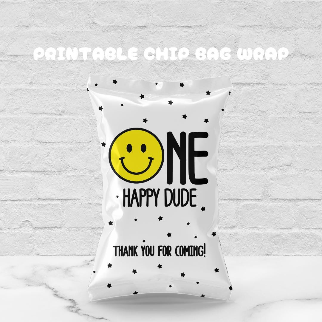 Printable One Happy Dude Chip Bag Wrap Party Decorations Instant ...