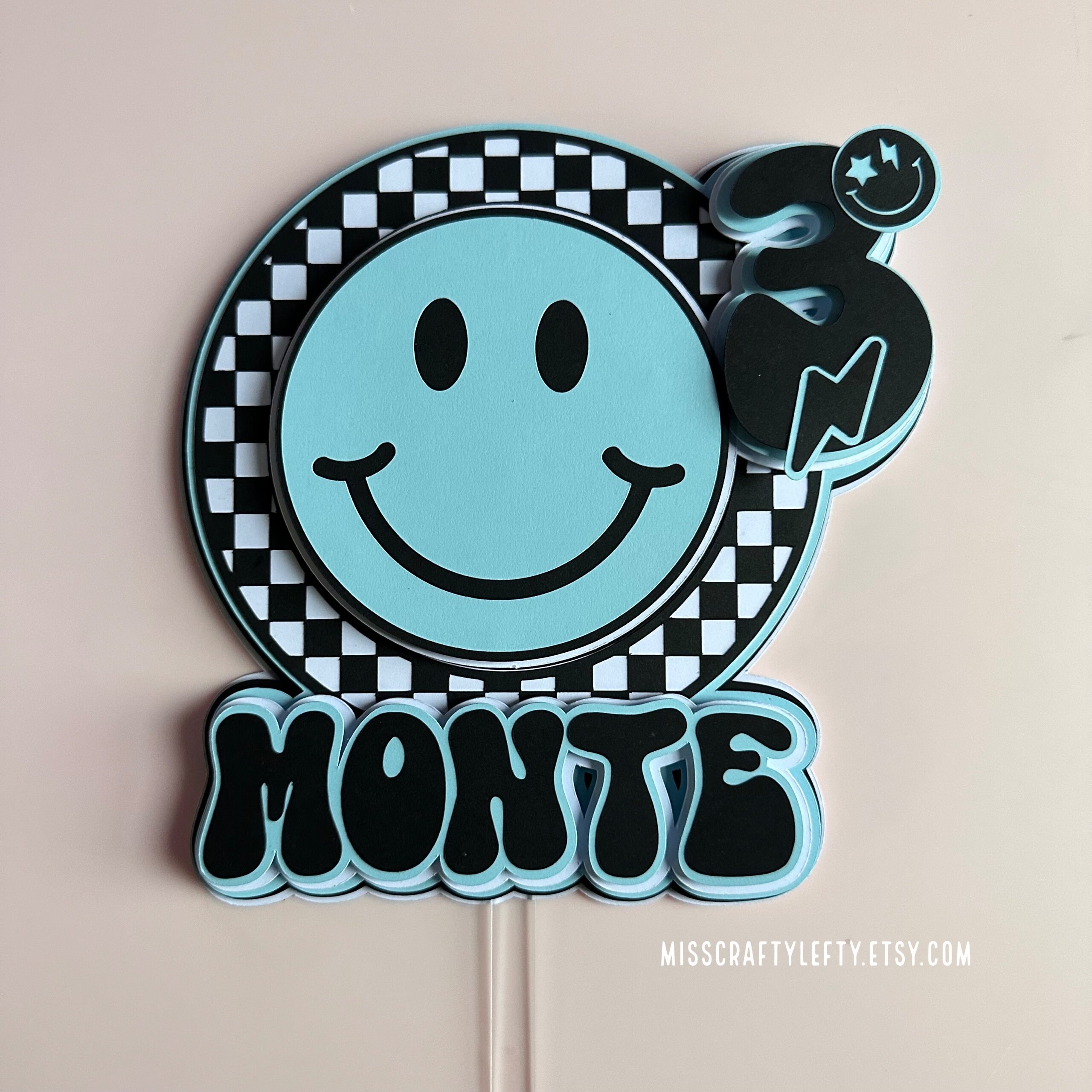 Smiley Cake Topper | Checkered Cake Decorations | Rad Cake Toppers ...