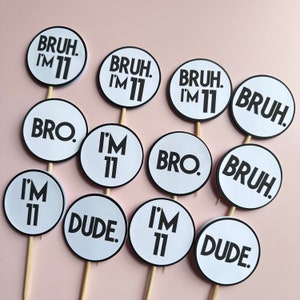 Bruh Bro Dude Cake Topper | Rad Cupcake Picks | Cool Cake Topper ...
