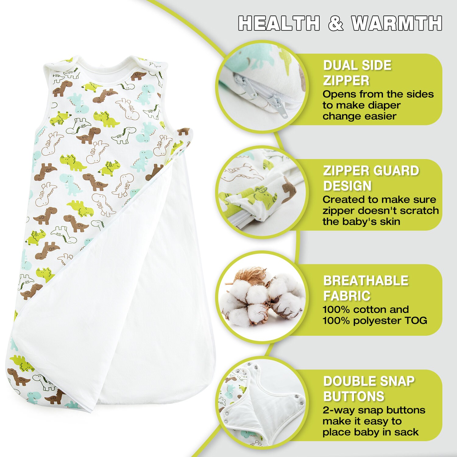 The Luna Babies Baby Sleep Sack, Baby Wearable Blanket 0-6 Months and 6 ...