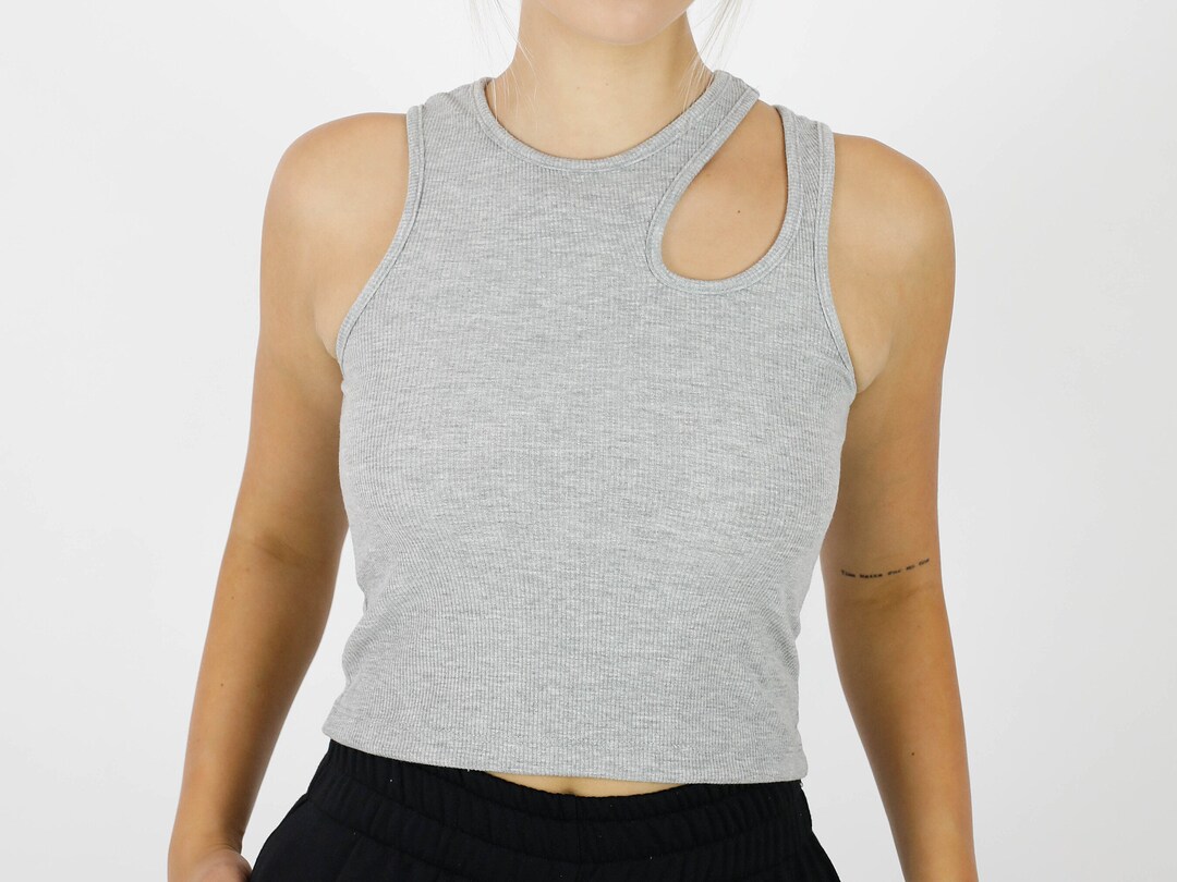 One Side Open-cut Top in Rib - Etsy