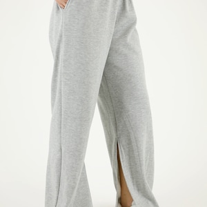 Premium Fleece Jogger Sweatpants for Women's Oversized Wide Leg Open ...