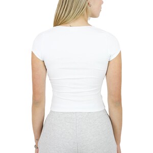 Premium Cotton Wide Square Neck Top for Women's Slim Fit Short Sleeve ...