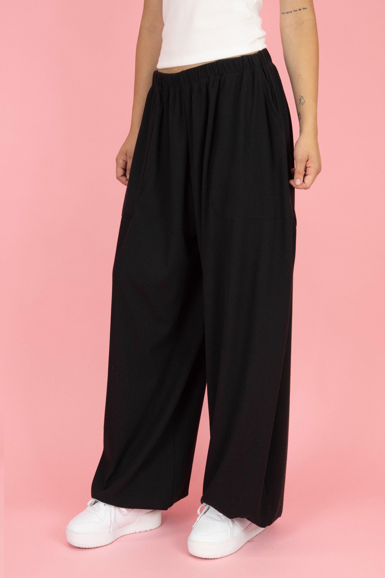 Ribbed Baggy Fit Oversized Comfy Pants for Everyday Exercise Activity ...