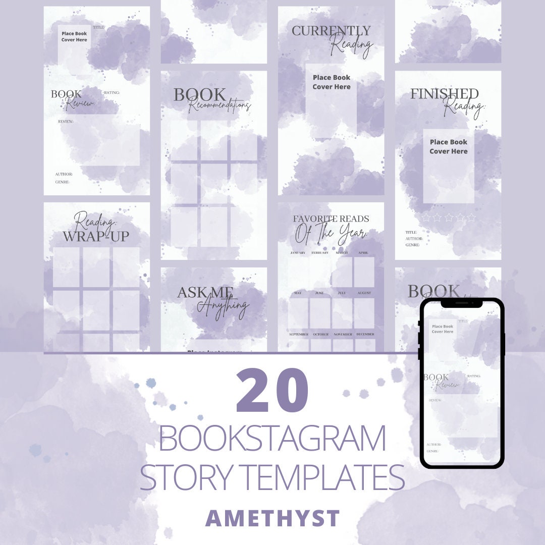 Bookstagram Story Templates: Amethyst Starter Pack | Digital Download ...