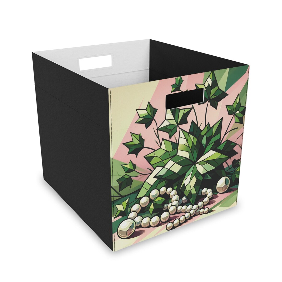 AKA Inspired Pink and Green Felt Storage Box for Organizing, Modern ...