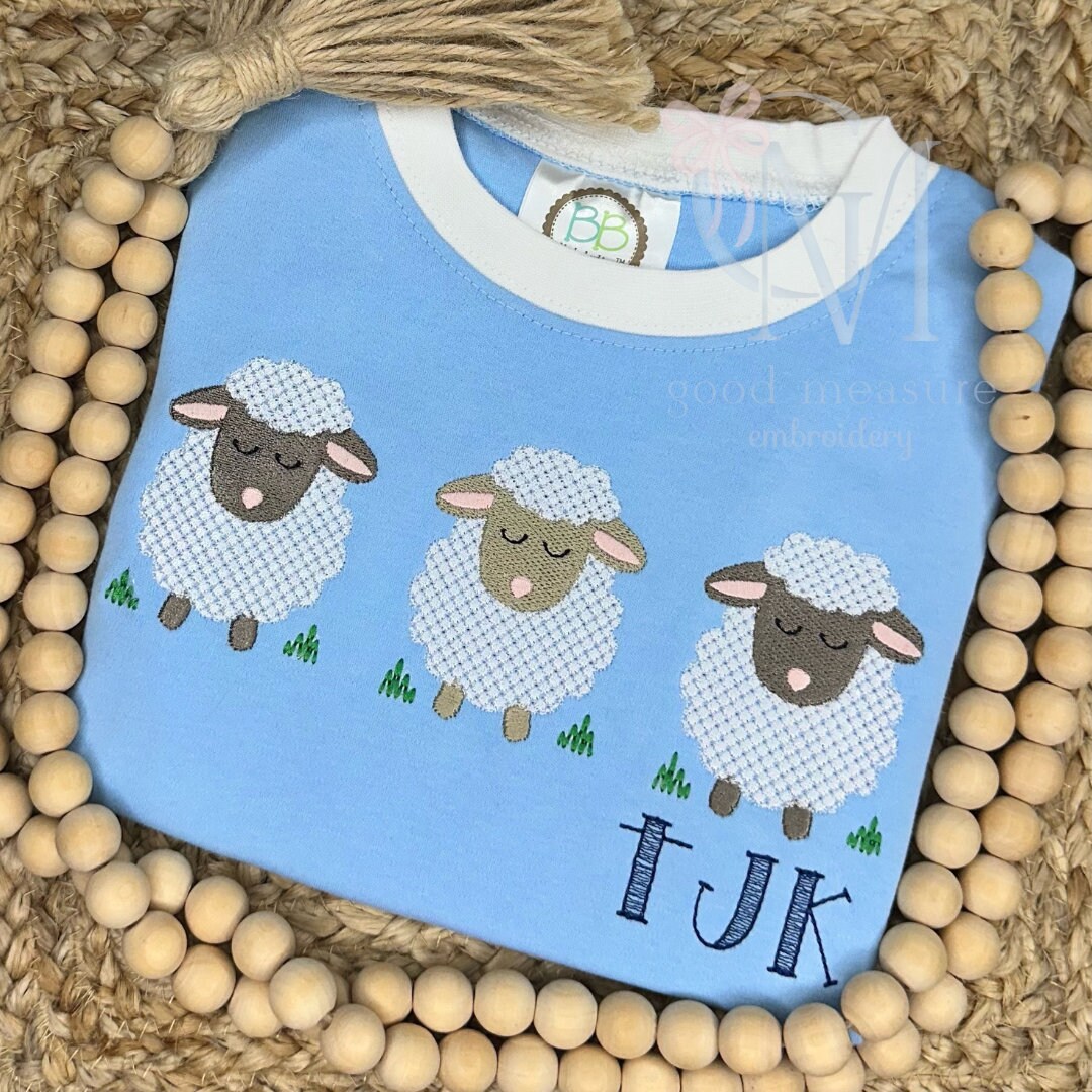 French Knot Sheep Trio Machine Embroidery Design - Etsy