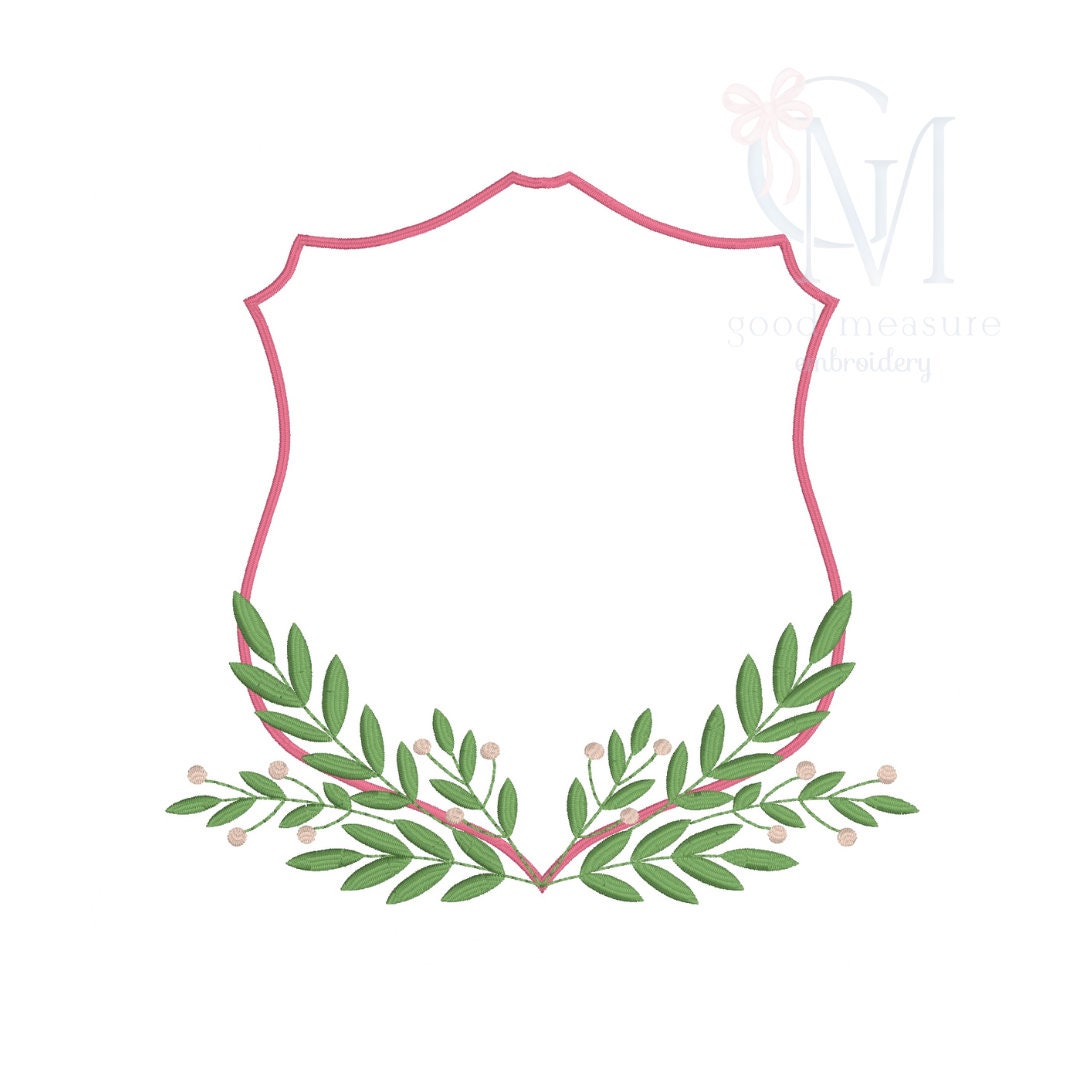 Branches Monogram Crest Floral Baby Bridal Stitch Machine Embroidery ...