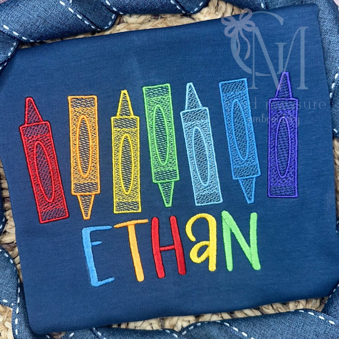 Satin Border Sketch Crayons Back to School Machine Embroidery Design - Etsy