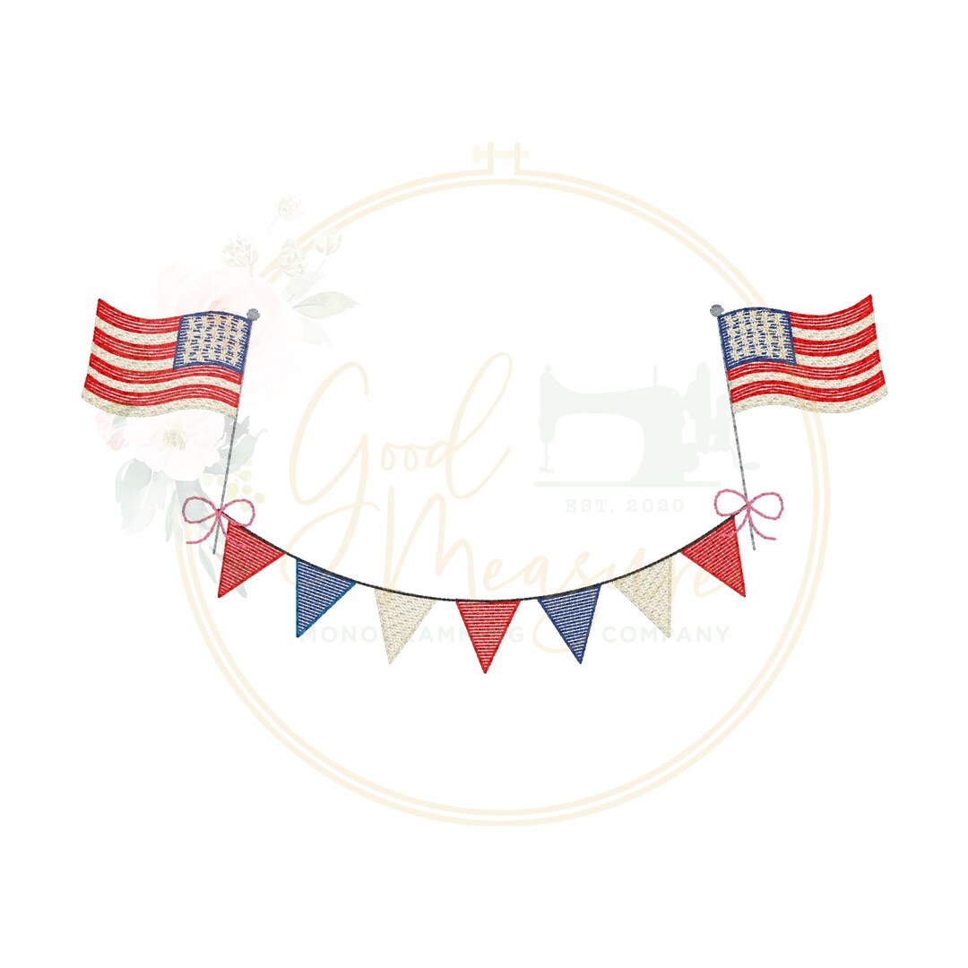 Patriotic Flag & Banner Name Frame Machine Embroidery Design - Etsy
