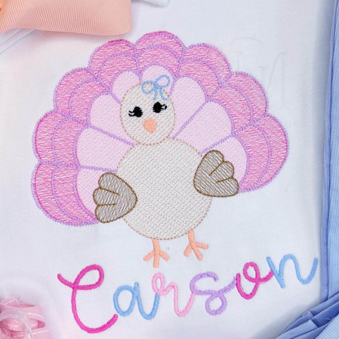Sketch Girly Turkey Machine Embroidery Design - Etsy