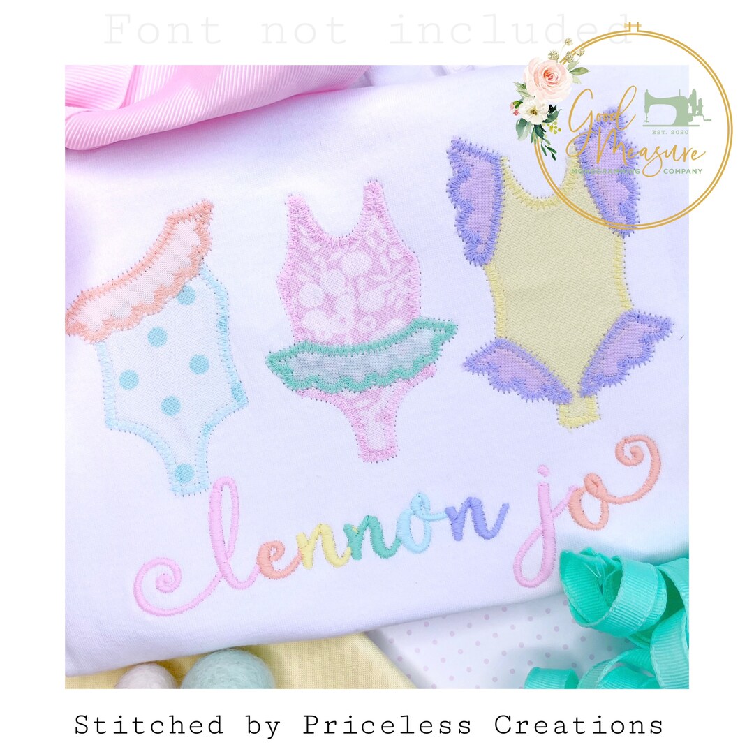 Summer Girls Swimsuits Zig Zag Applique Machine Embroidery - Etsy