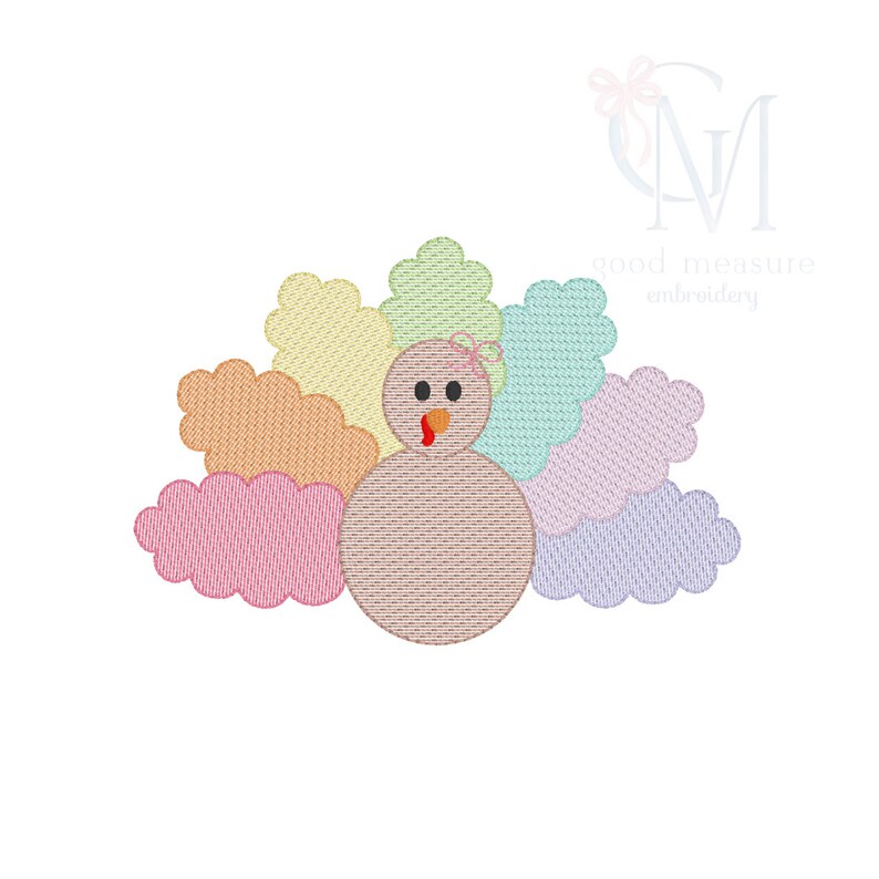 Scallop Thanksgiving Girly Turkey Sketch Machine Embroidery Design - Etsy