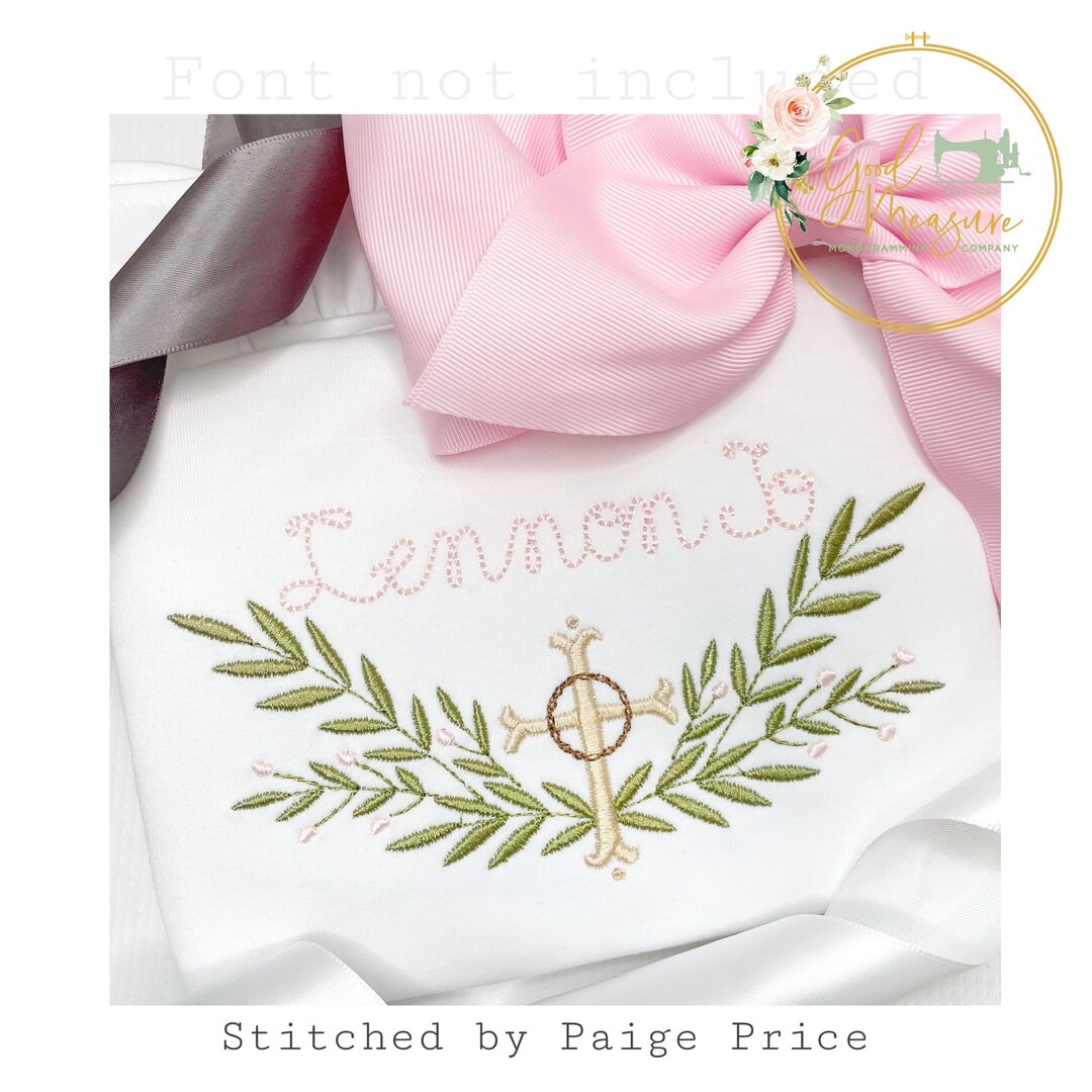 Easter Baptism Cross and Crown Floral Swag Machine Embroidery Design - Etsy